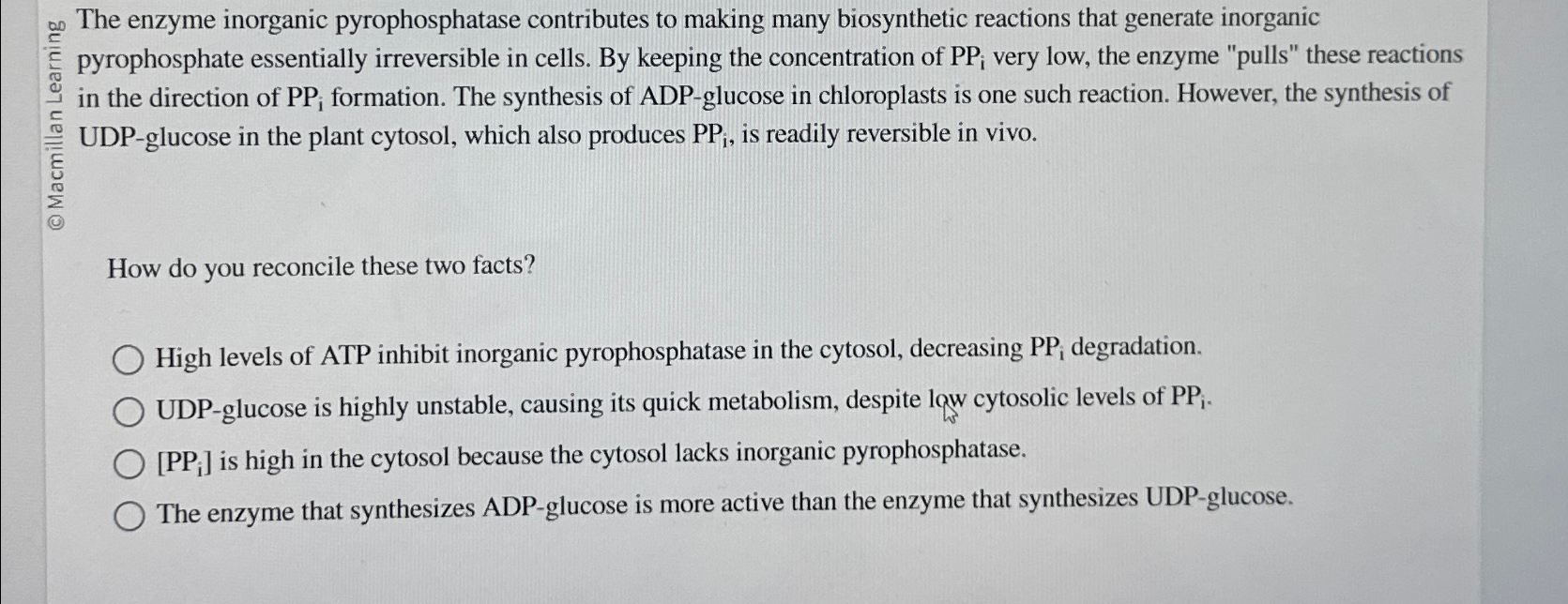 Solved The enzyme inorganic pyrophosphatase contributes to | Chegg.com