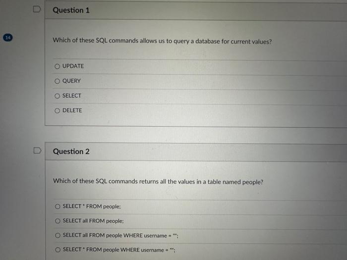 Solved Which of these SQL commands allows new records to be | Chegg.com