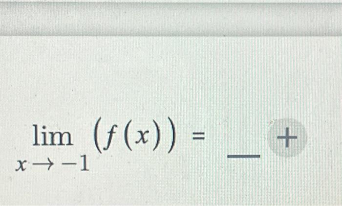 Solved limx→−1(f(x))=+Q1 What is the limit of f(x) as x | Chegg.com