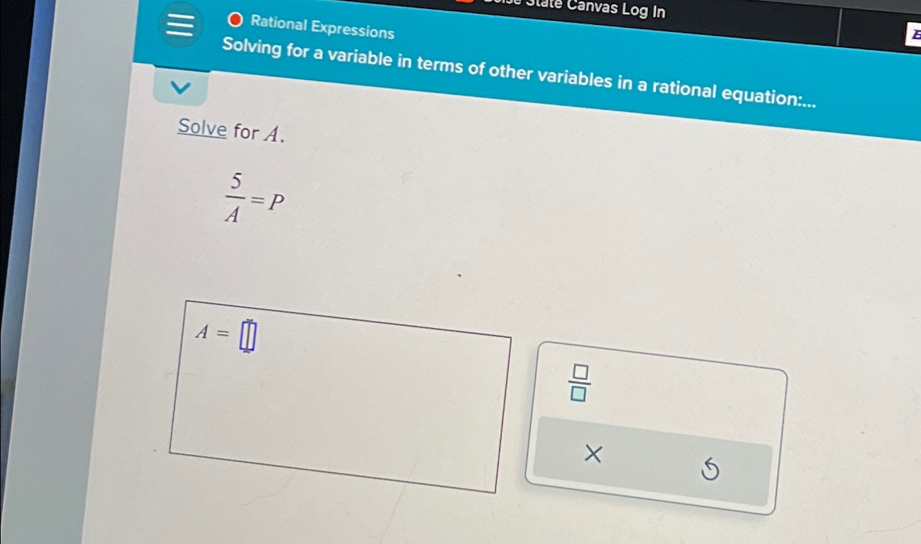 Solved Rational ExpressionsSolving for a variable in terms | Chegg.com