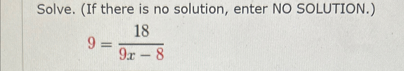 Solved Solve. (If there is no solution, enter NO | Chegg.com