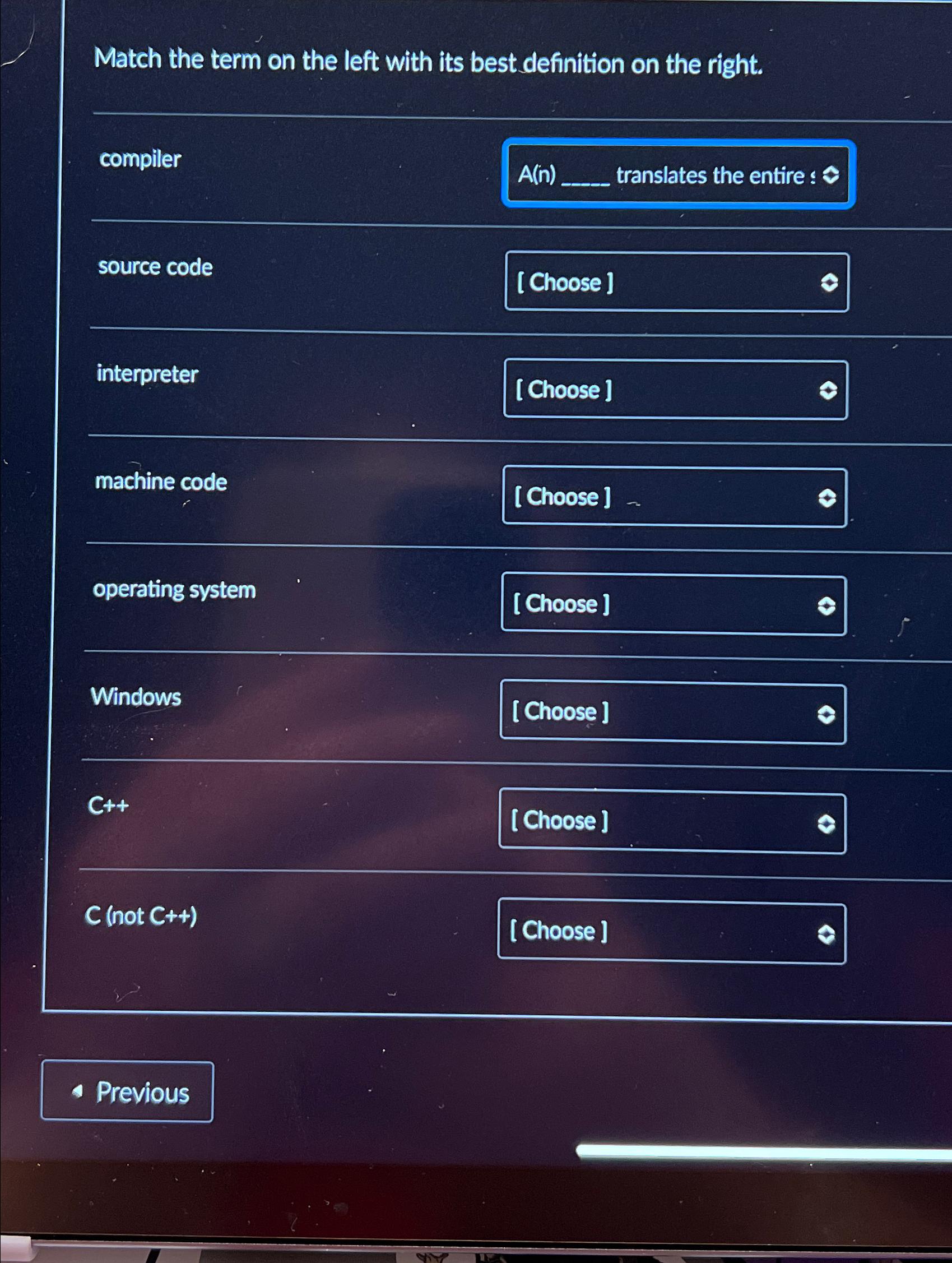 Solved Match the term on the left with its best definition | Chegg.com