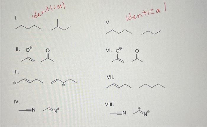 Solved 1. Classify the following pairs of structures as: | Chegg.com