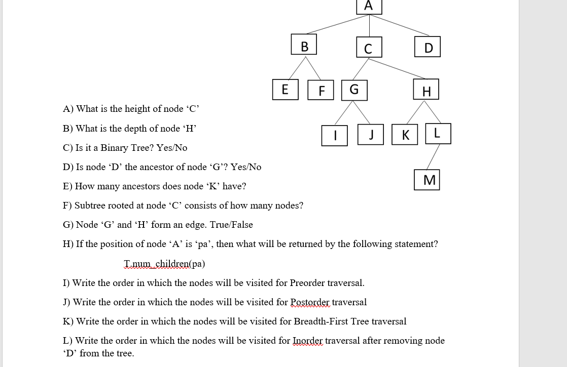 Solved A ﻿what Is The Height Of Node C B ﻿what Is The 