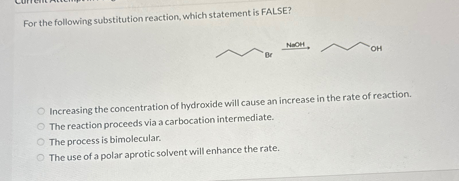 Solved For the following substitution reaction, which | Chegg.com