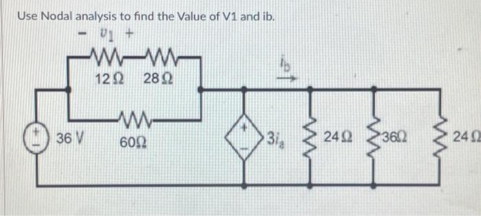 Use Nodal analysis to find the Value of V1 and ib. | Chegg.com