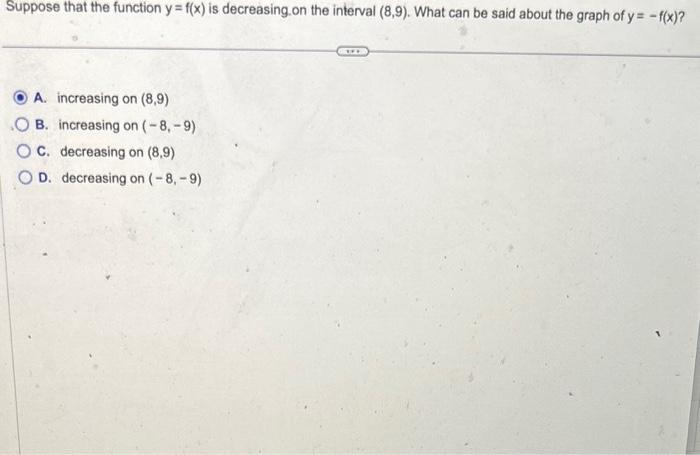 Solved Suppose that the function y=f(x) is decreasing.on the | Chegg.com