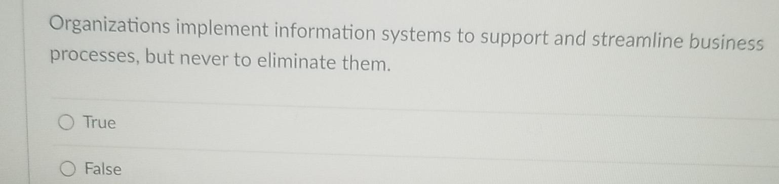 Solved Organizations implement information systems to | Chegg.com