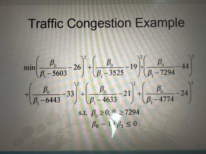 Solved Traffic Congestion Example | Chegg.com