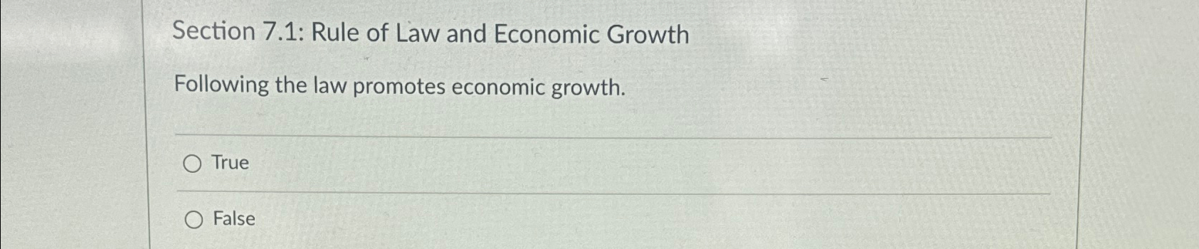 Solved Section 7.1: Rule of Law and Economic GrowthFollowing | Chegg.com