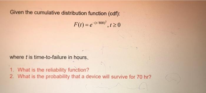 Solved Given the cumulative distribution function (cdf): | Chegg.com