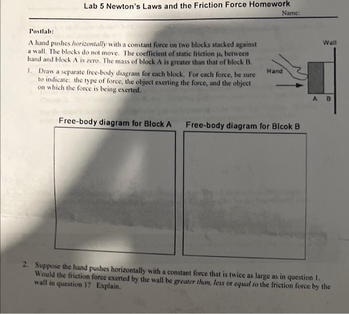 Solved Lab 5 Newton's Laws and the Friction Force Homework | Chegg.com