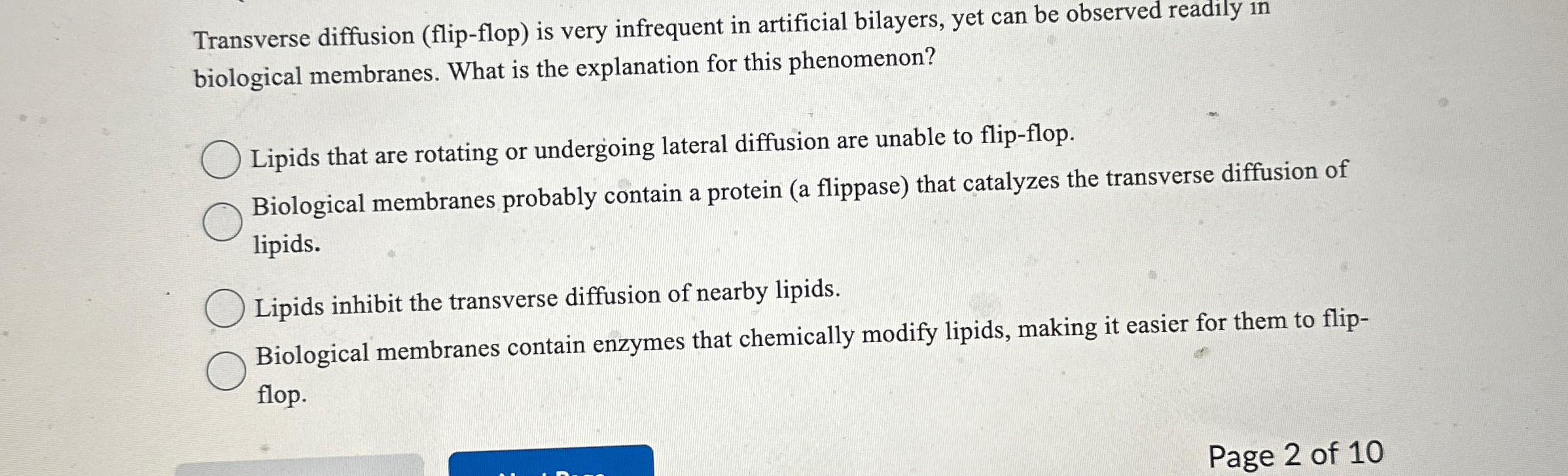Solved Transverse diffusion (flip-flop) ﻿is very infrequent | Chegg.com