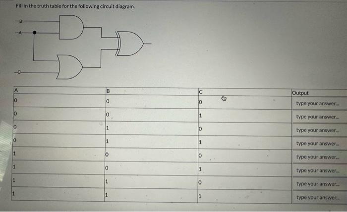 Solved Fill in the truth table for the following circuit | Chegg.com