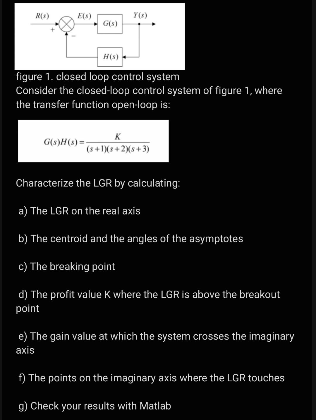 Solved figure 1 . closed loop control system Consider the | Chegg.com