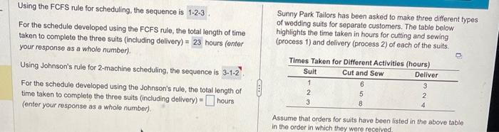 Solved Using the FCFS rule for scheduling, the sequence is | Chegg.com