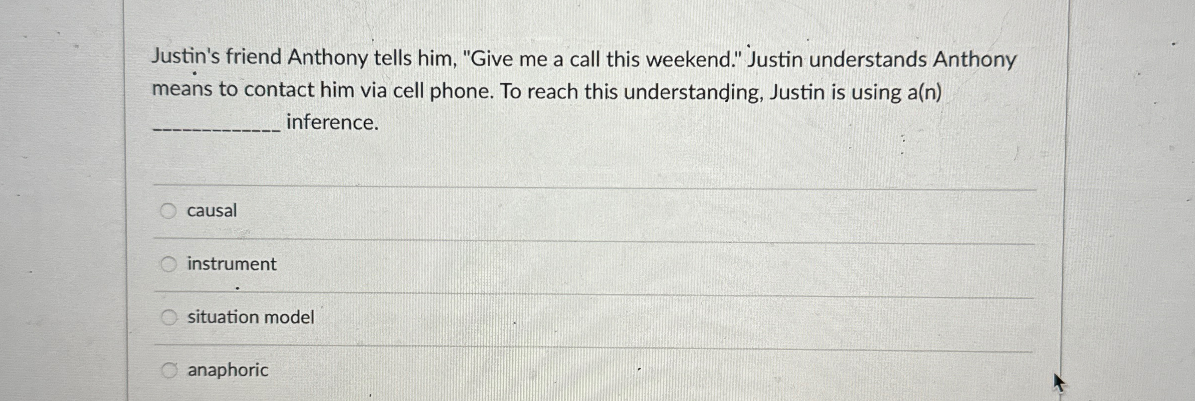 Solved Justin's friend Anthony tells him, "Give me a call | Chegg.com