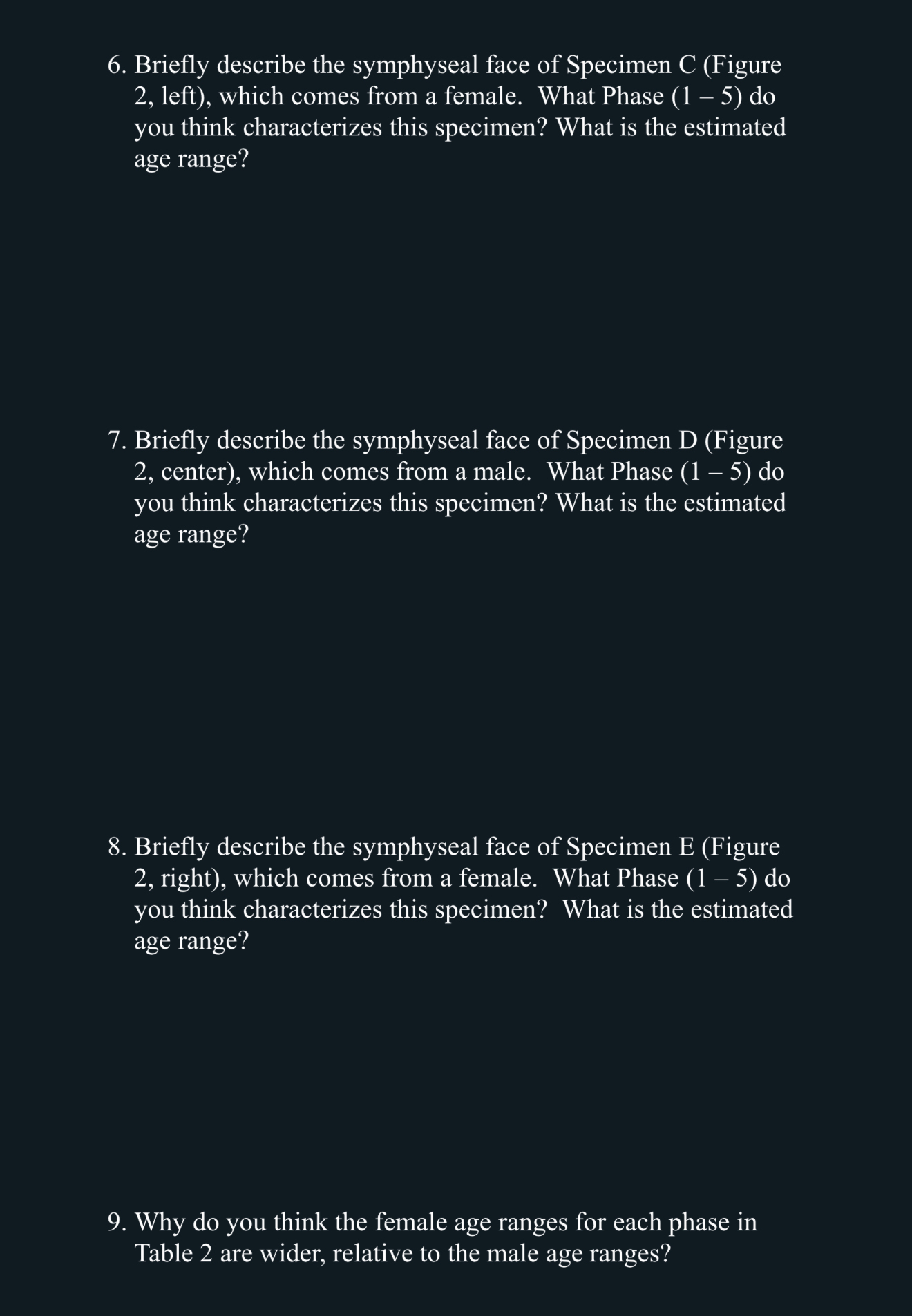 Solved Briefly describe the symphyseal face of Specimen C | Chegg.com
