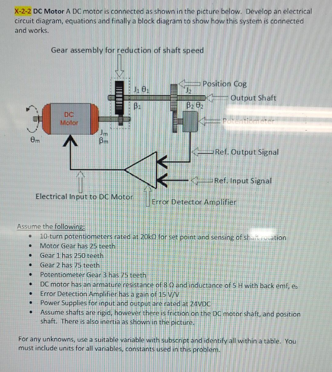 Solved X-2-2 DC Motor A DC motor is connected as shown in | Chegg.com