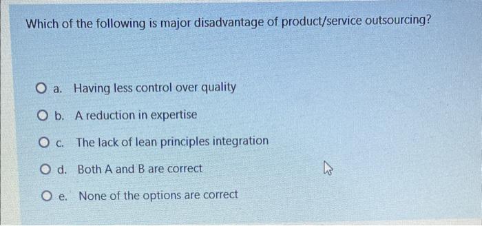 Solved Which of the following is major disadvantage of | Chegg.com