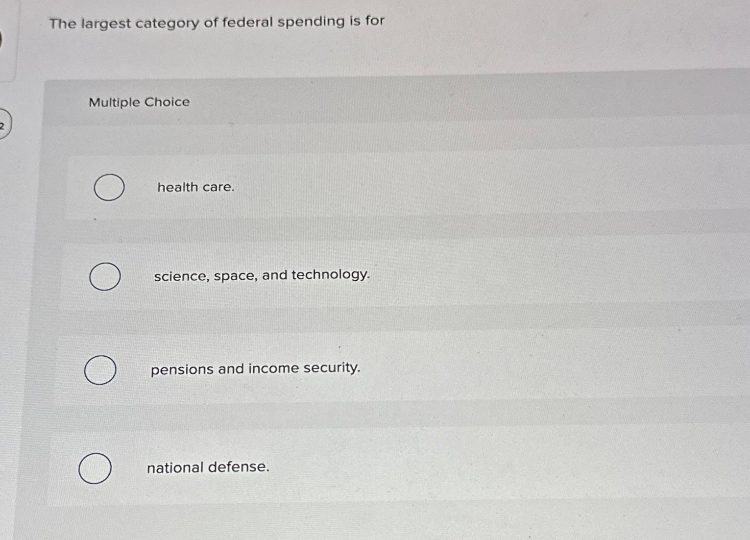 Solved The largest category of federal spending is | Chegg.com