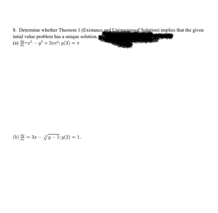 Solved 8. Determine whether Theorem 1 (Existance and | Chegg.com