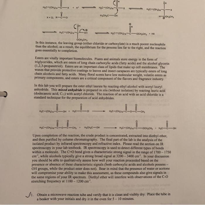 Solved Esterification - Synthesis of Ethyl Laurate An ester | Chegg.com