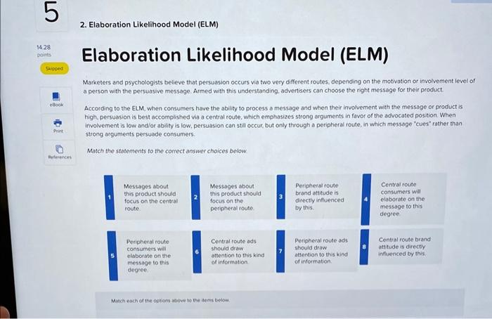 2. Elaboration Likelihood Model (ELM) Elaboration | Chegg.com