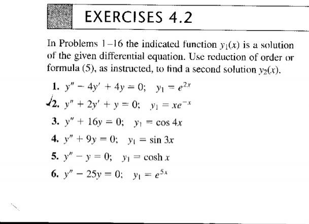 Solved In Problems 1−16 the indicated function y1(x) is a | Chegg.com