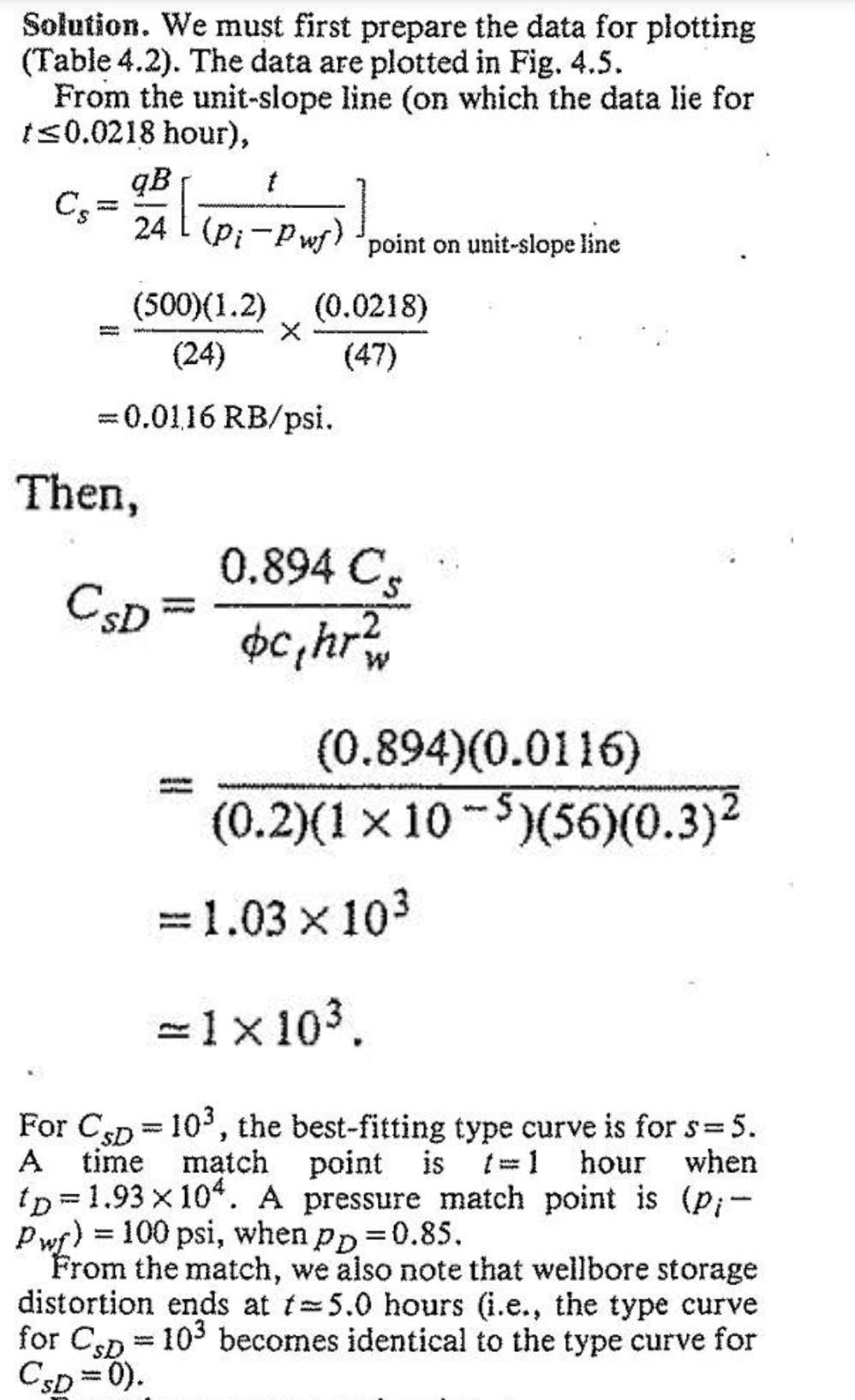 Solved Example 4.1-Drawdown Test Analysis by Use of Ramey's | Chegg.com