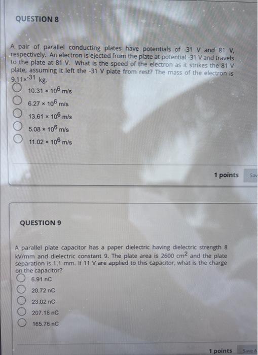 Solved A pair of parallel conducting plates have potentials | Chegg.com