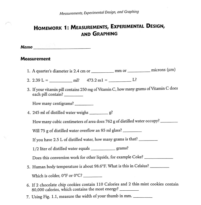 Solved Measurements, Experimental Design, and Graphing | Chegg.com