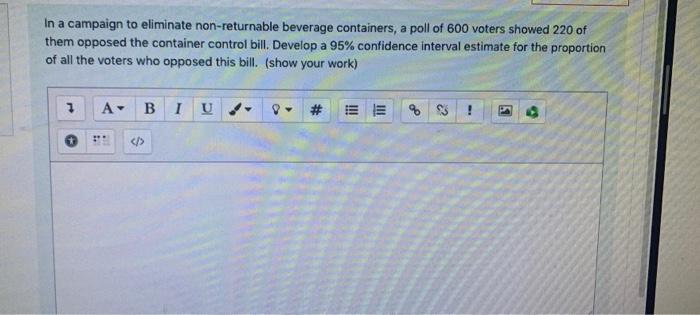 Solved In a campaign to eliminate non-returnable beverage | Chegg.com