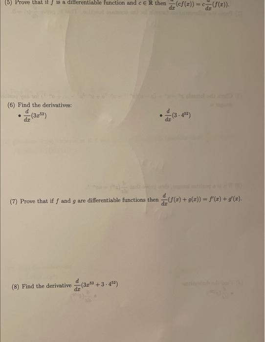 Solved (5) Prove that if f is a ditferentiable function and | Chegg.com
