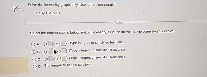 Solve the inequality graphically. Use set-builder | Chegg.com