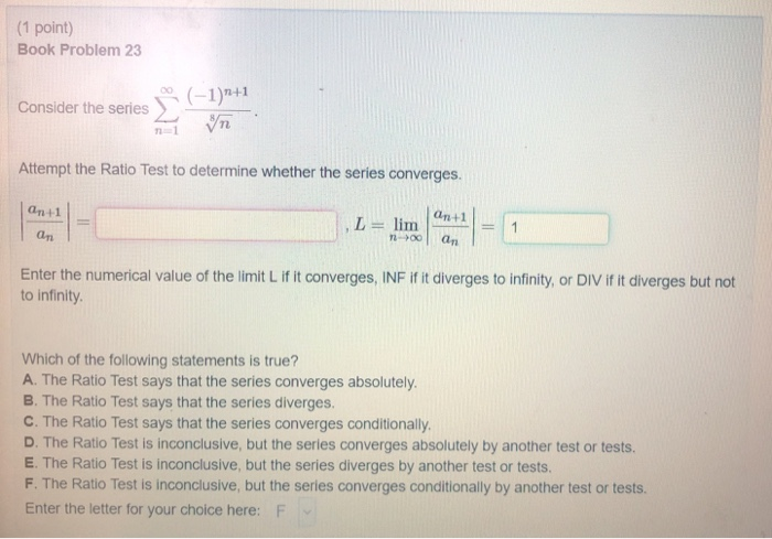 Solved (1 point) Book Problem 23 Consider the series po | Chegg.com