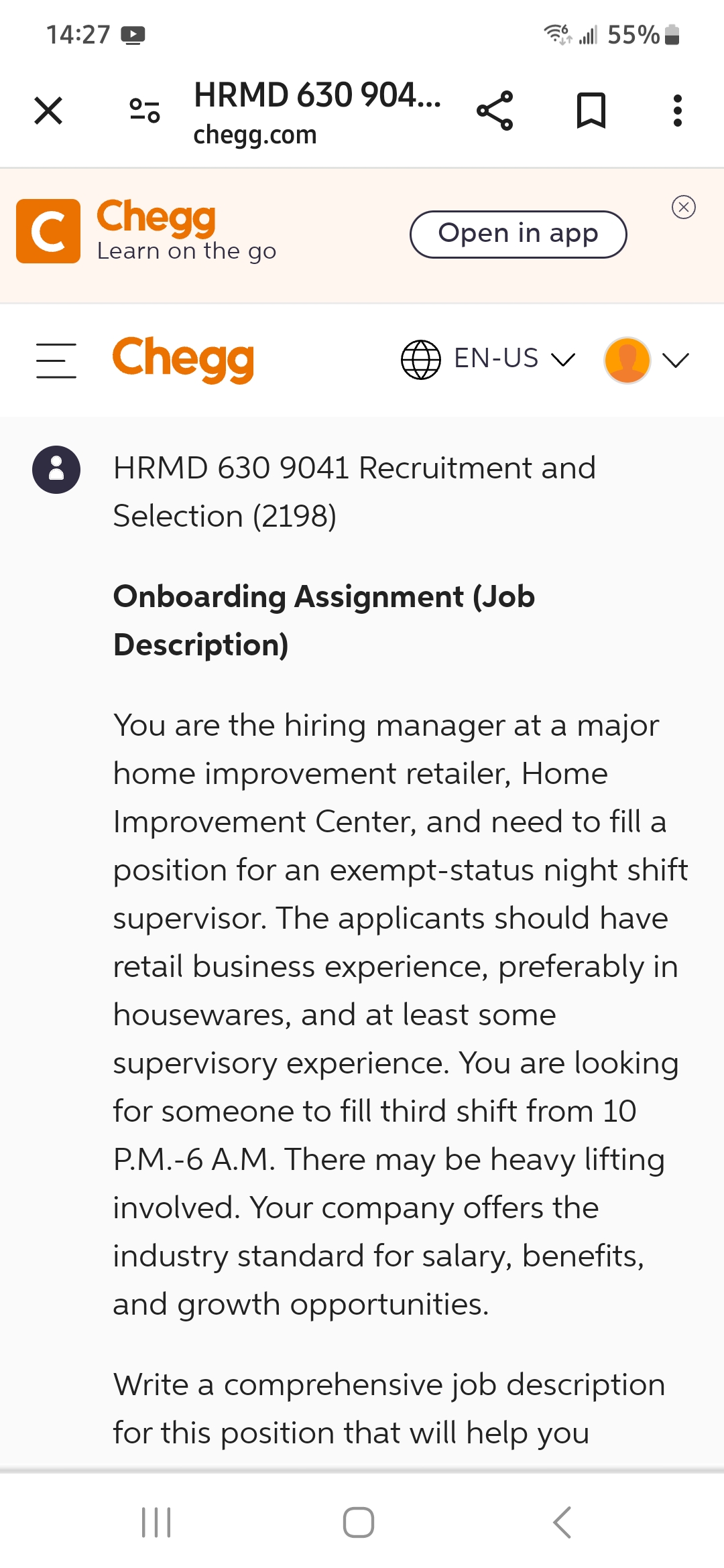 Solved Selection (2198)Onboarding Assignment | Chegg.com