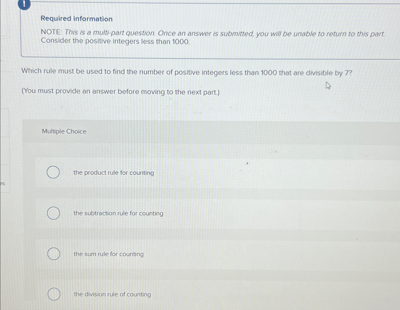 Solved !Required informationNOTE: This is a multi-part | Chegg.com