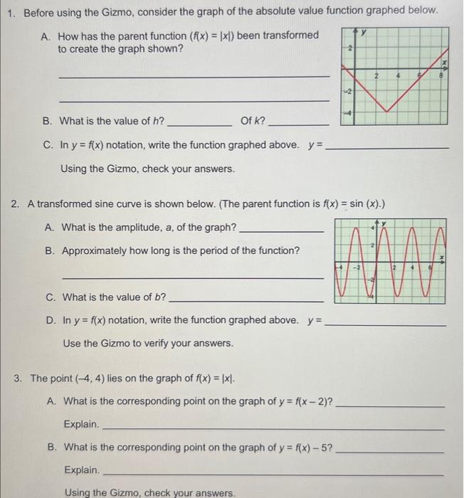 Solved A. How has the parent function (f(x)=∣x∣) been | Chegg.com