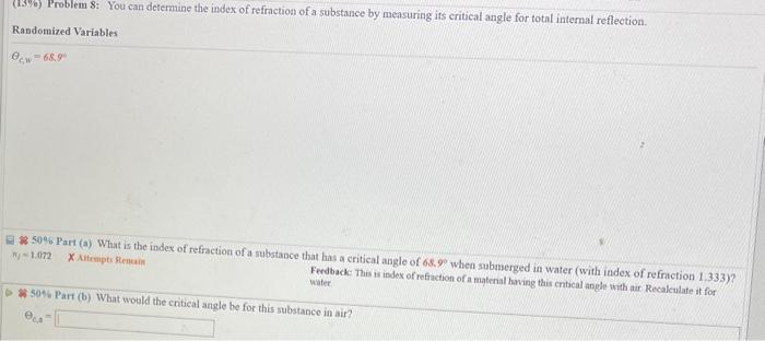 Solved (13\%) Problem 8: You can determine the index of | Chegg.com