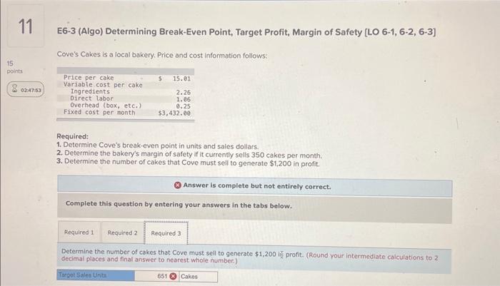 Solved E6-3 (Algo) Determining Break-Even Point, Target | Chegg.com