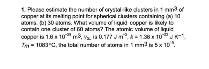 Solved 1. Please estimate the number of crystal-like | Chegg.com