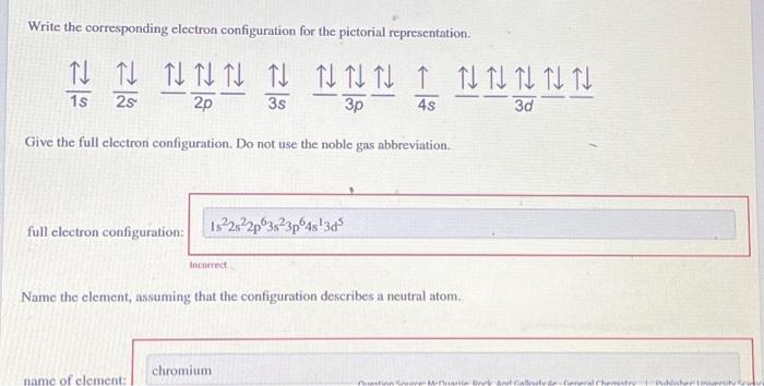 Solved Write The Corresponding Electron Configuration For