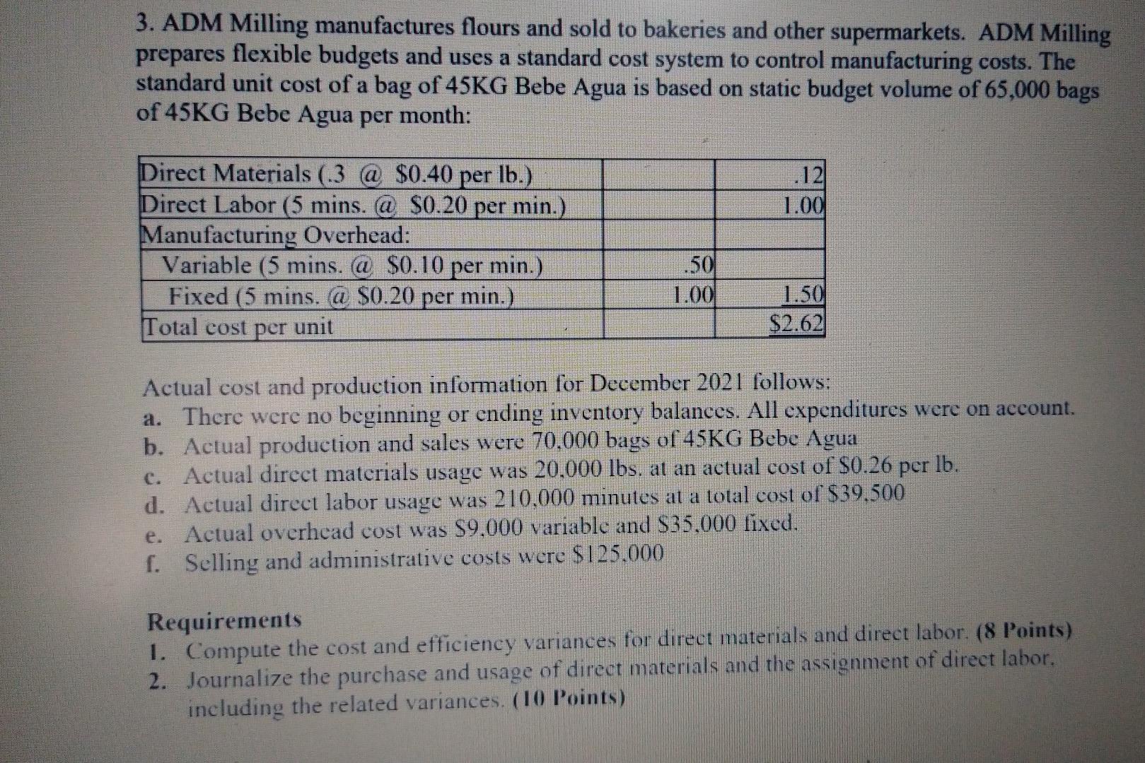 Solved 3. ADM Milling manufactures flours and sold to | Chegg.com