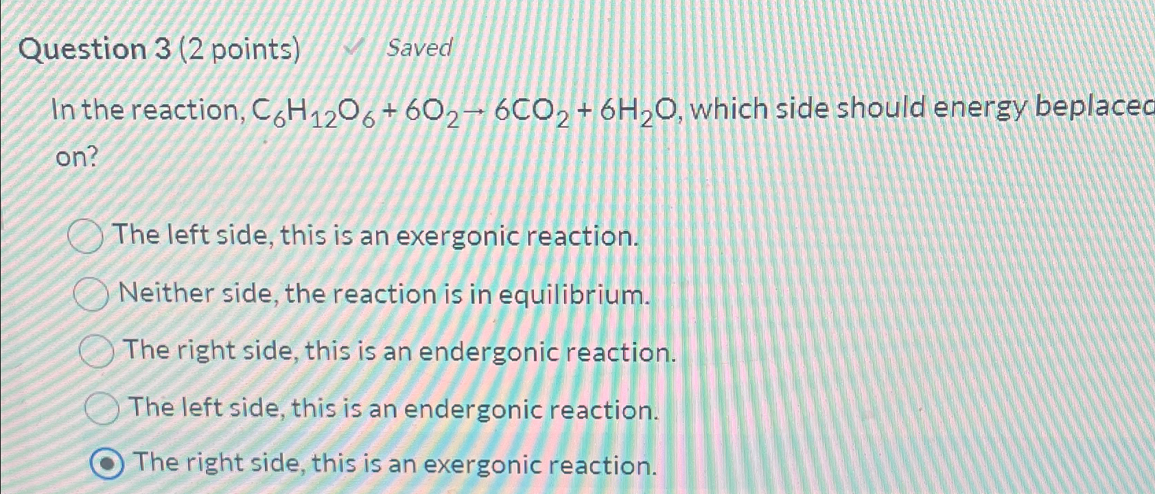 Solved Question 3 (2 ﻿points)SavedIn the reaction, | Chegg.com