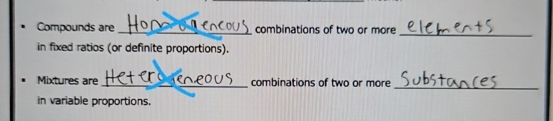 Solved Compounds are"blank"combinations of two or | Chegg.com