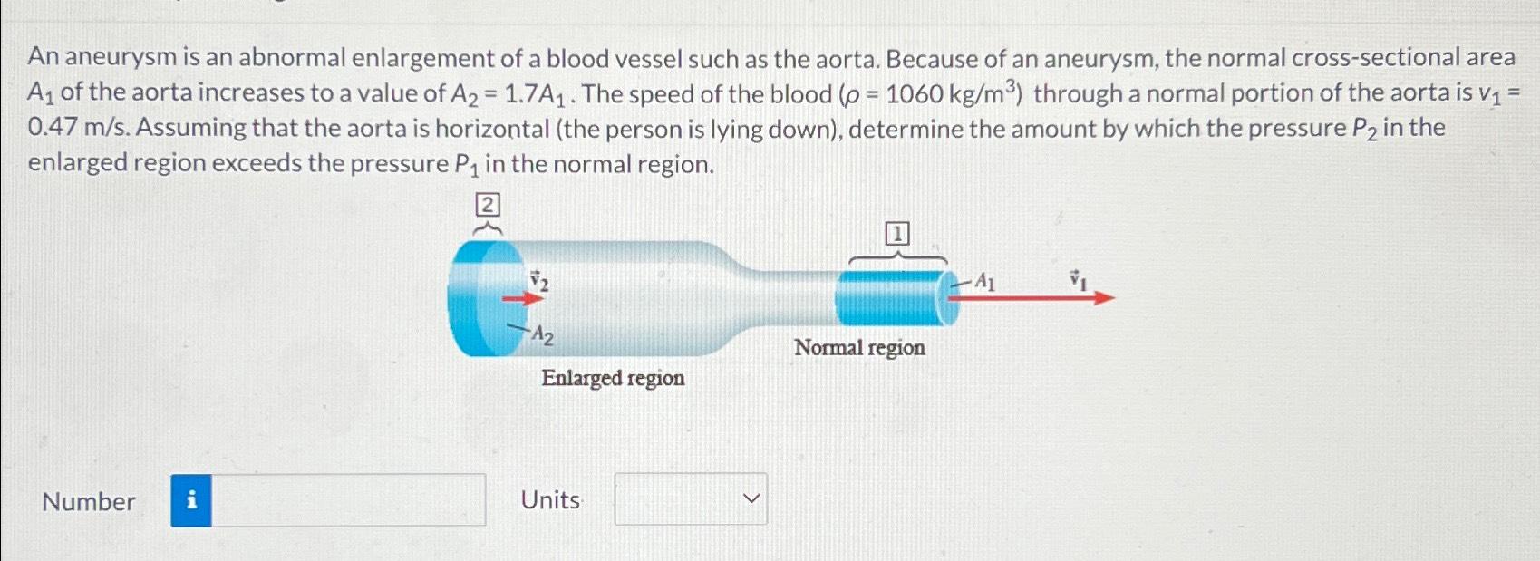 Solved An aneurysm is an abnormal enlargement of a blood | Chegg.com