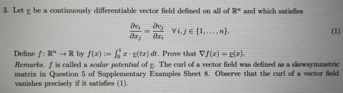 Solved 3. Let u be a continuously differentiable vector | Chegg.com