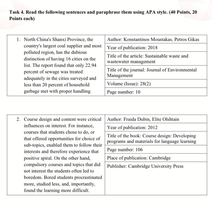 Read the following sentences and paraphrase them | Chegg.com