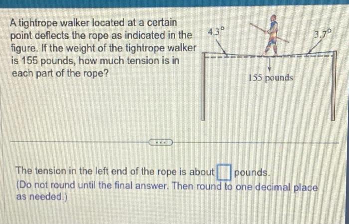 Solved A tightrope walker located at a certain point | Chegg.com